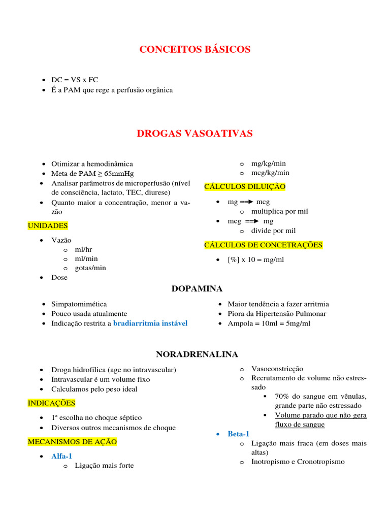 Drogas Vasoativas | PDF