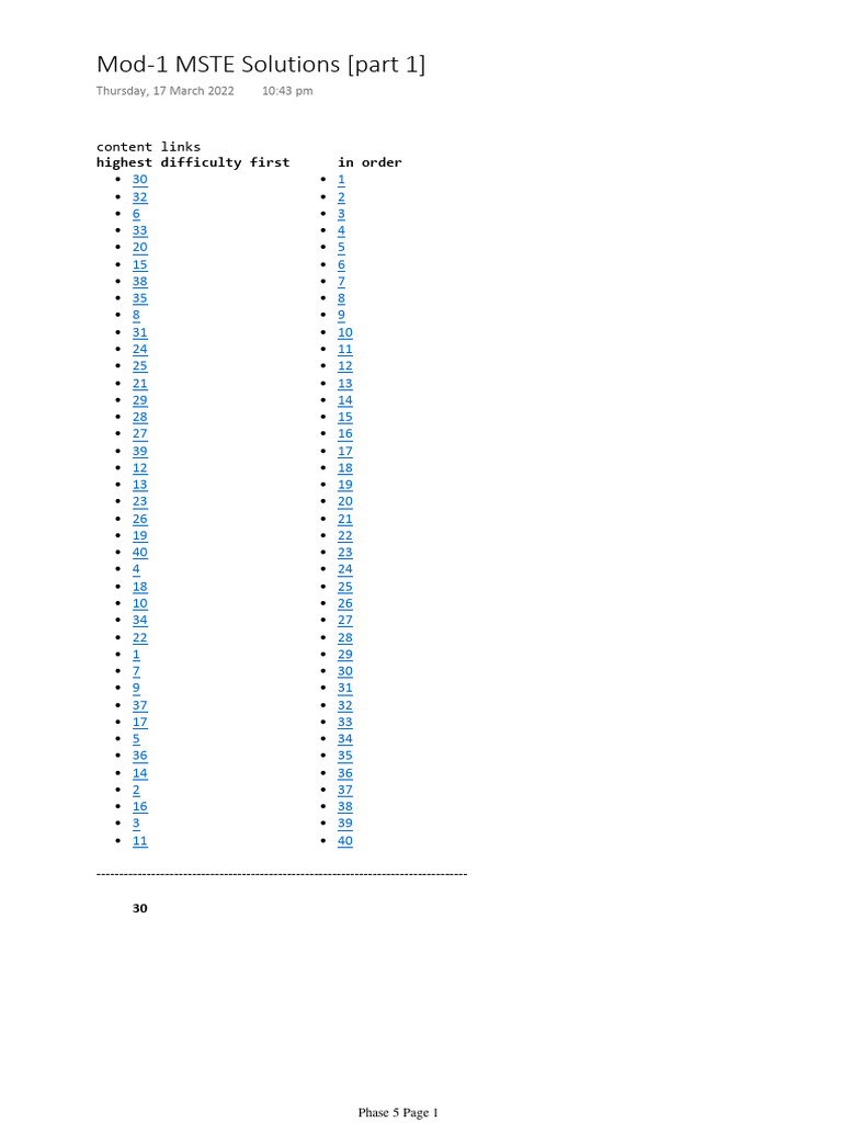 Mod-1 MSTE Solutions Part 1 | PDF