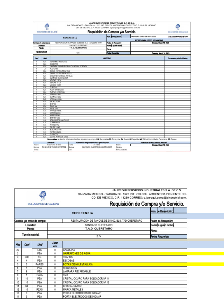 Requisicion Paramedico | PDF
