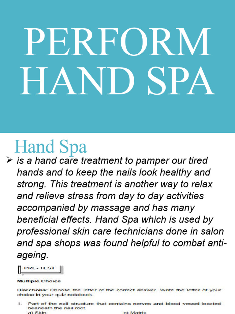 L1 Perform Hand Spa | PDF | Wellness | Science & Mathematics