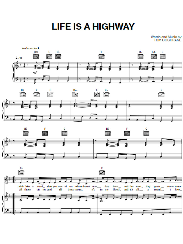Partitura de Life is a Highway | PDF