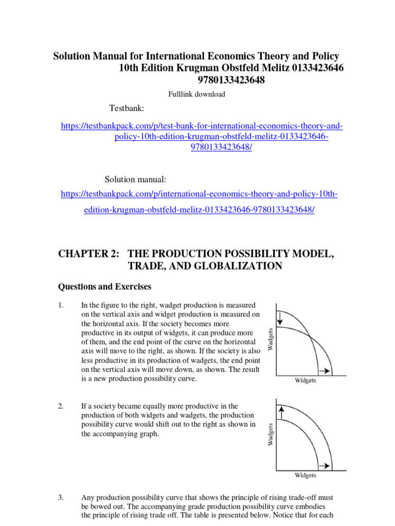 Solution Manual For International Economics Theory and Policy 10th Edition Krugman Obstfeld ...