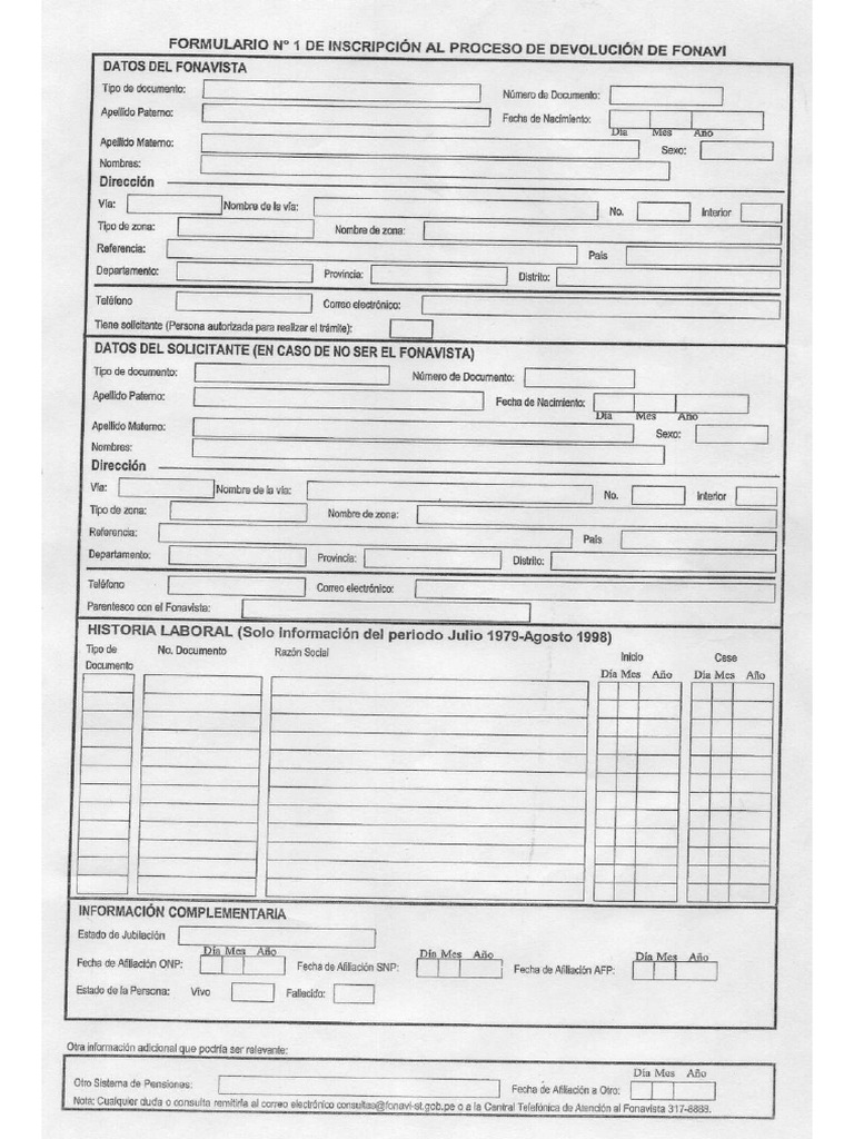 Formulario FONAVI | PDF