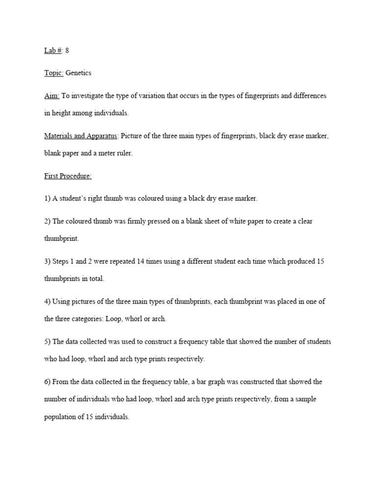 CSEC Bio Lab Continuous and Discontinuous Variation | PDF