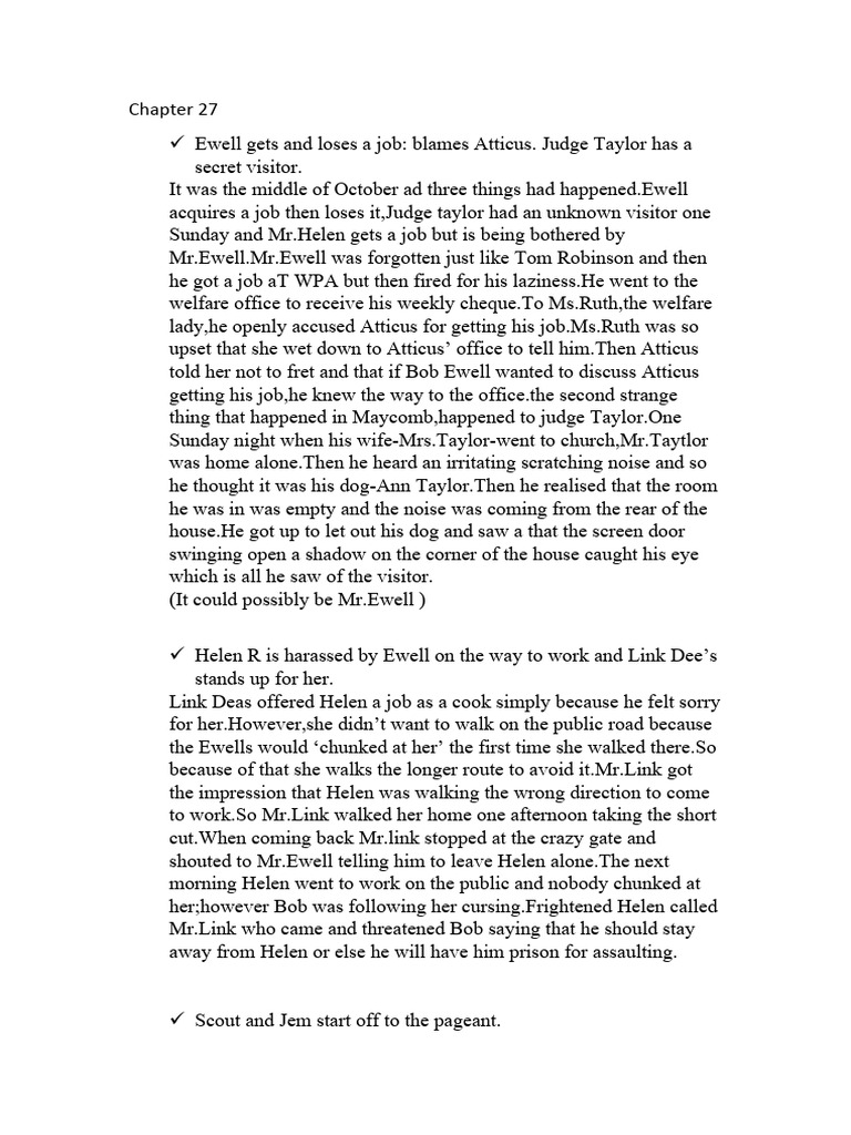 Chapter 27-29 of To Kill A Mockingbird | PDF | To Kill A Mockingbird