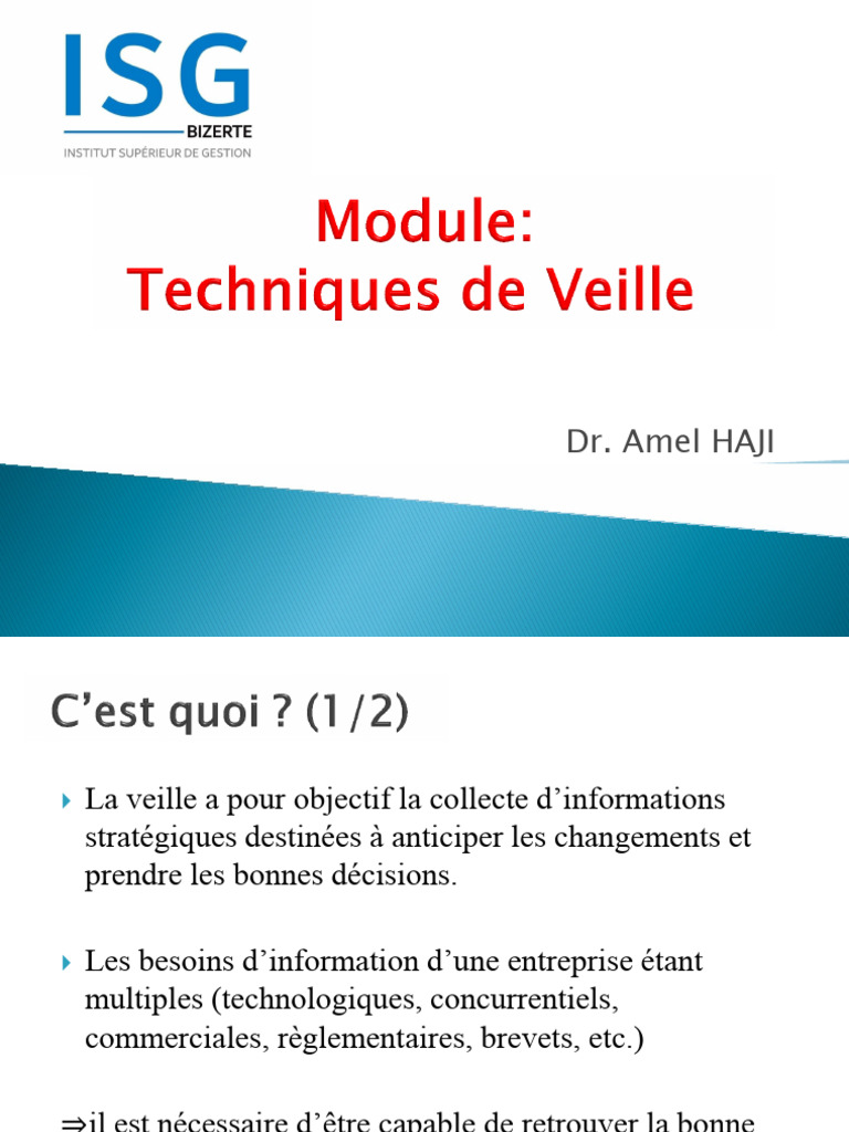 Chapitre 1 Techniques de veille-ISGB2020 | PDF | Affaires