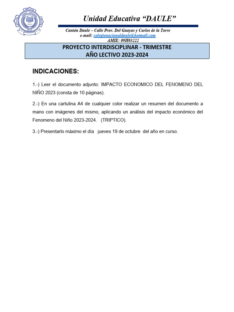 Proyecto Interdiciplinario de Contabilidad 2do Trim | PDF