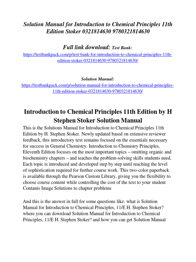 Solution Manual For Introduction To Chemical Principles 11th Edition ...