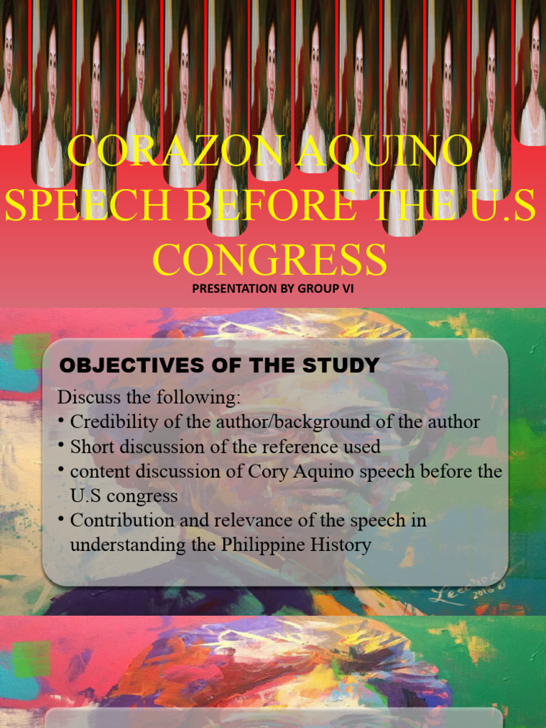 CORY AQUINO SPEECH PPT PRESENTATION Group VI | PDF