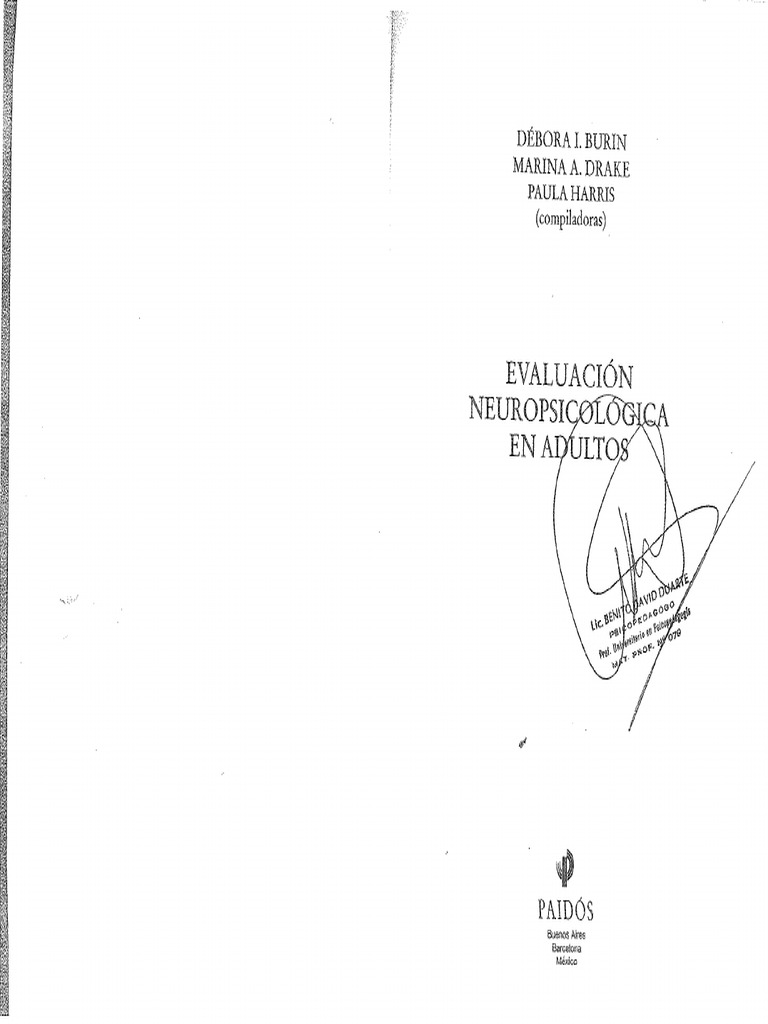Evaluacion Neuropsicologica en Adultos - Burin y Drake | PDF