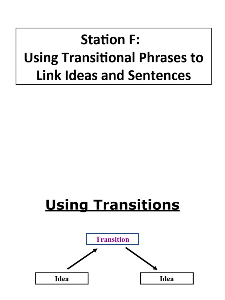 Station F: Using Transitional Phrases To Link Ideas and Sentences | PDF ...