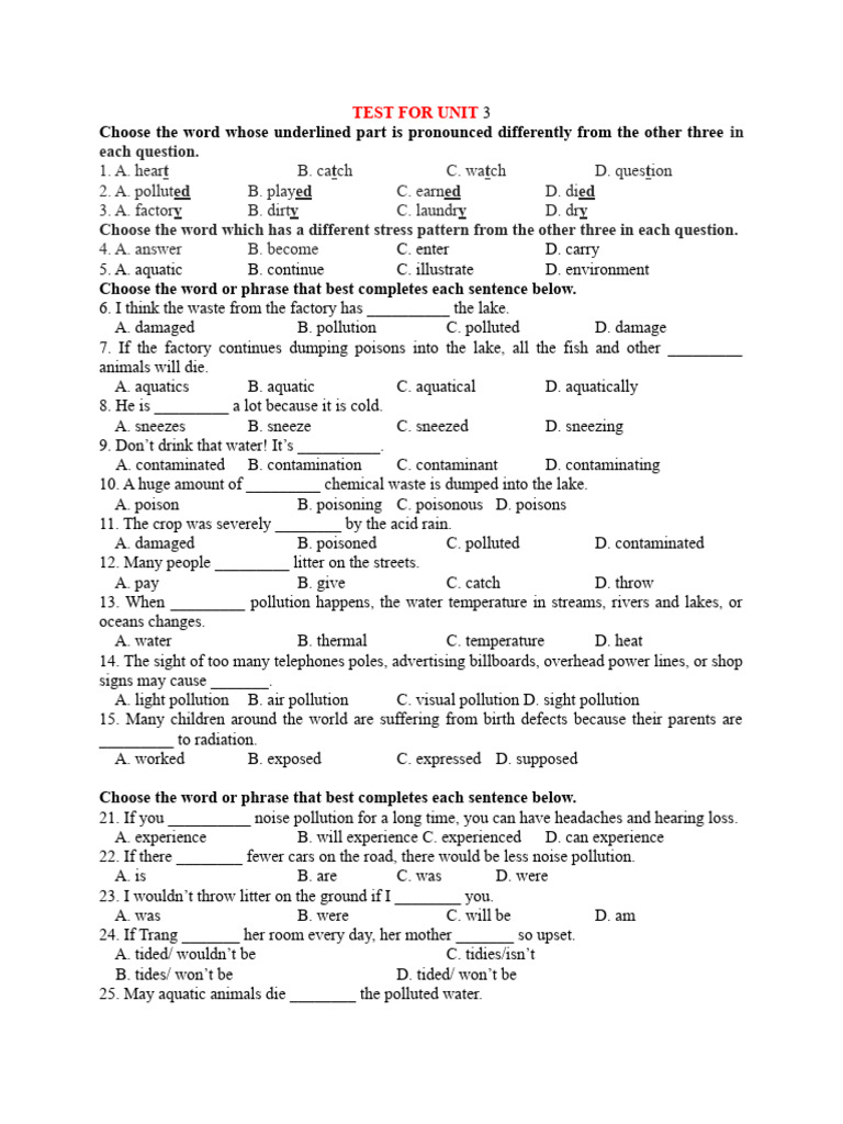 Pronunciation and Vocabulary Test | PDF | Language Arts & Discipline