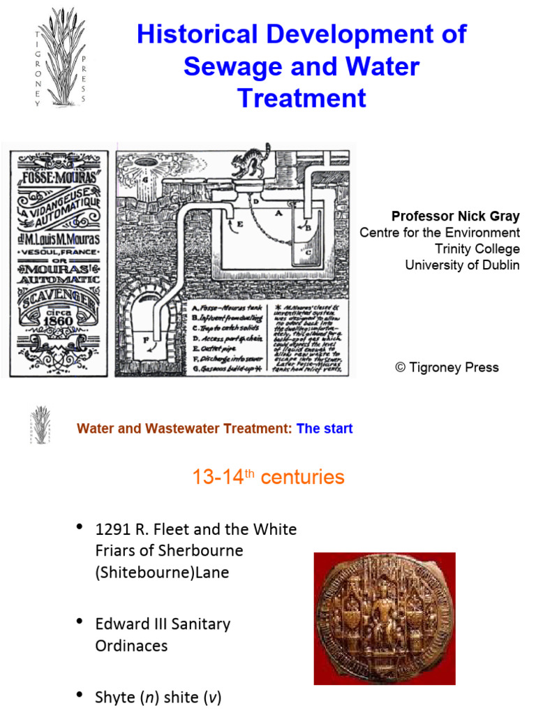 Water Technology Lecture 13 Historical Development of Sewage Treatment ...