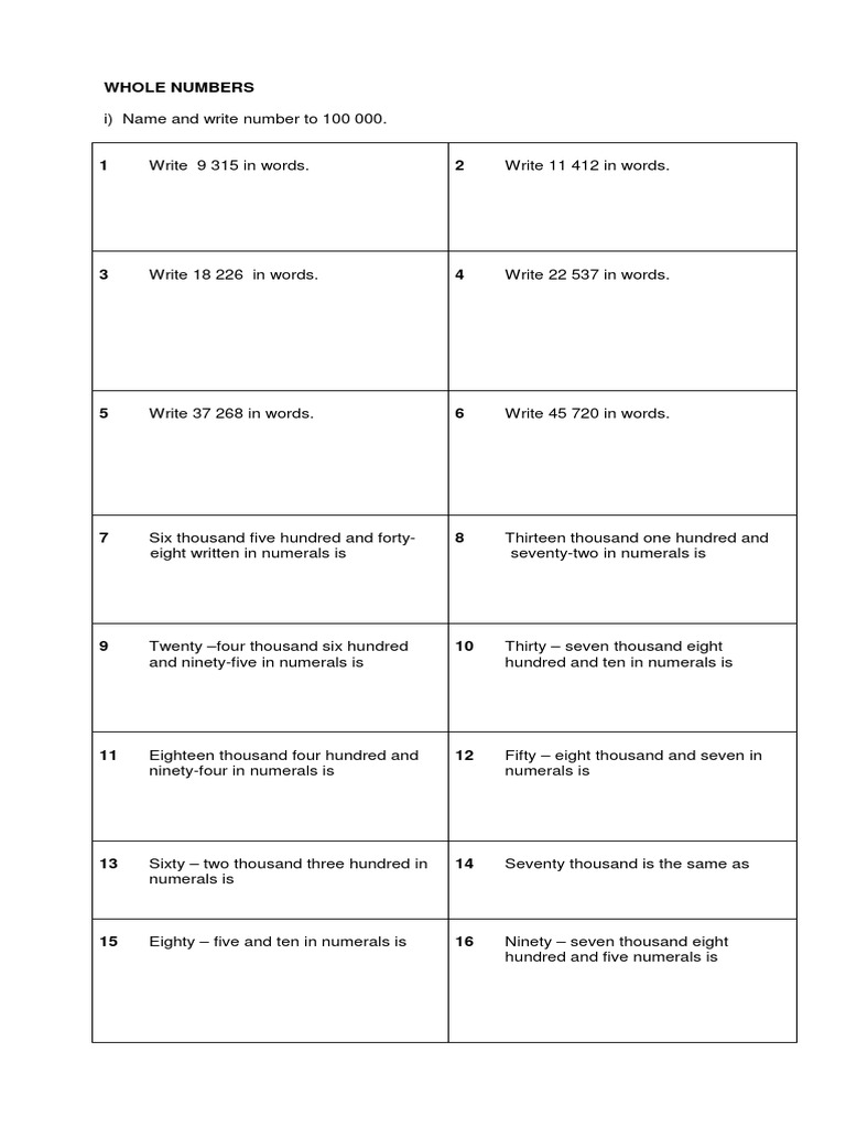 Y4 Unit 1 Whole Number | PDF