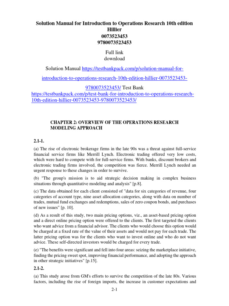 Solution Manual For Introduction To Operations Research 10th Edition ...