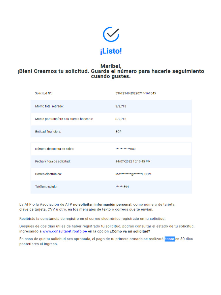 Solicitud de Retiro Afp 2022 | PDF Solicitud de Retiro Afp 2022 | PDF
