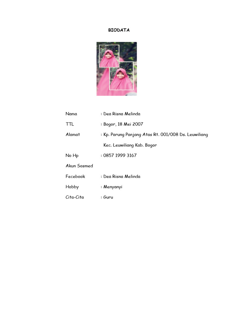 BIODATA Budak SMP | PDF