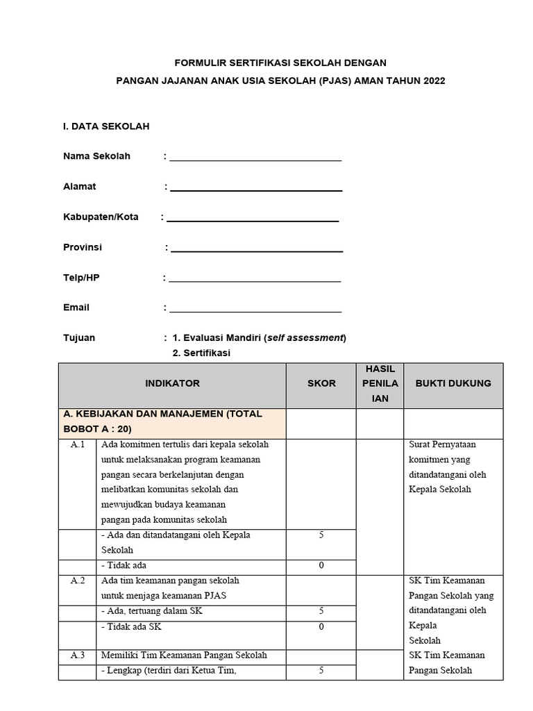 Sertifikasi Format Evaluasi Mandiri | PDF