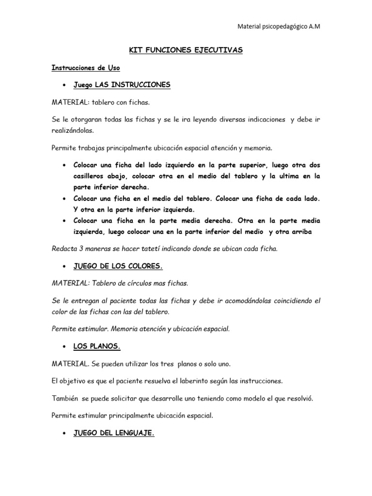 Kit Funciones Ejecutivas | PDF