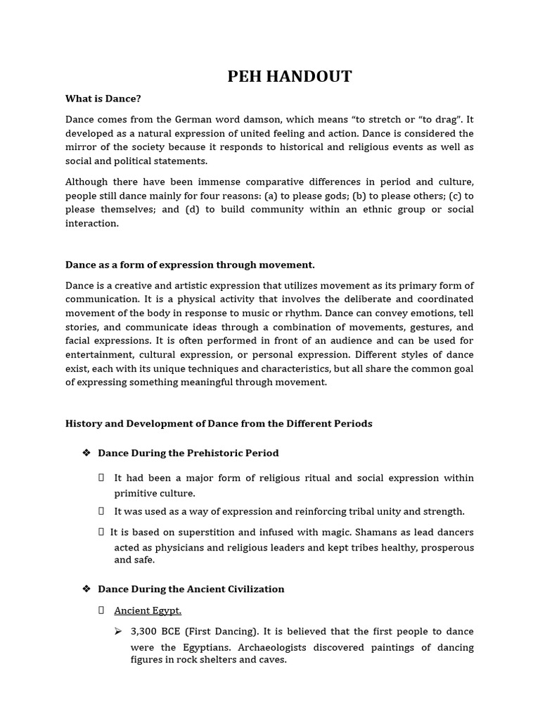 Peh 12 Handout 1 | PDF