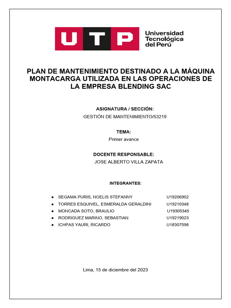 Mantenimiento 1y2 AVANCE | PDF