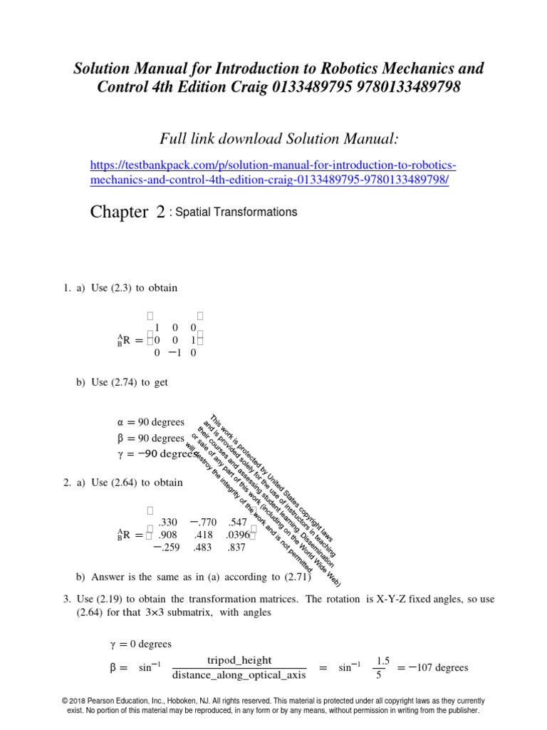Solution Manual For Introduction To Robotics Mechanics and Control 4th ... Solution Manual For Introduction To Robotics Mechanics and Control 4th ...
