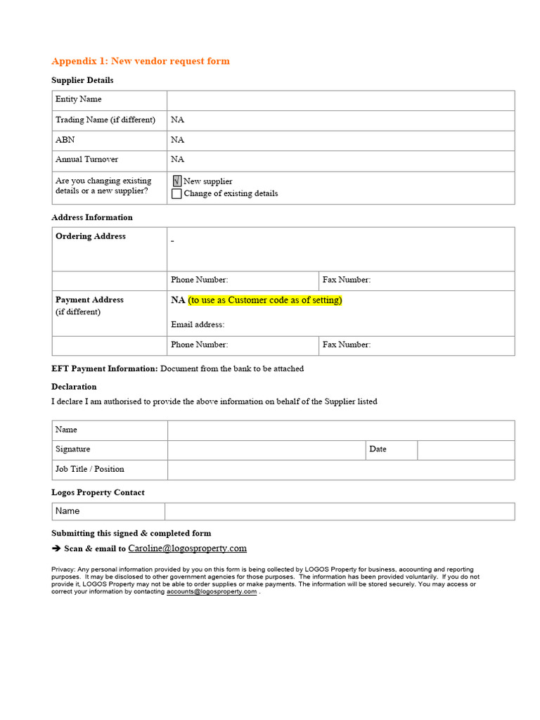 New Vendor Request Form Guide | PDF