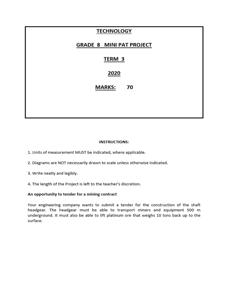 Grade 8 Tech Mini Pat | PDF | Mining