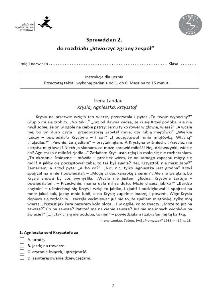 4 2 Test Stworzyc Zgrany Zespol PDF | PDF