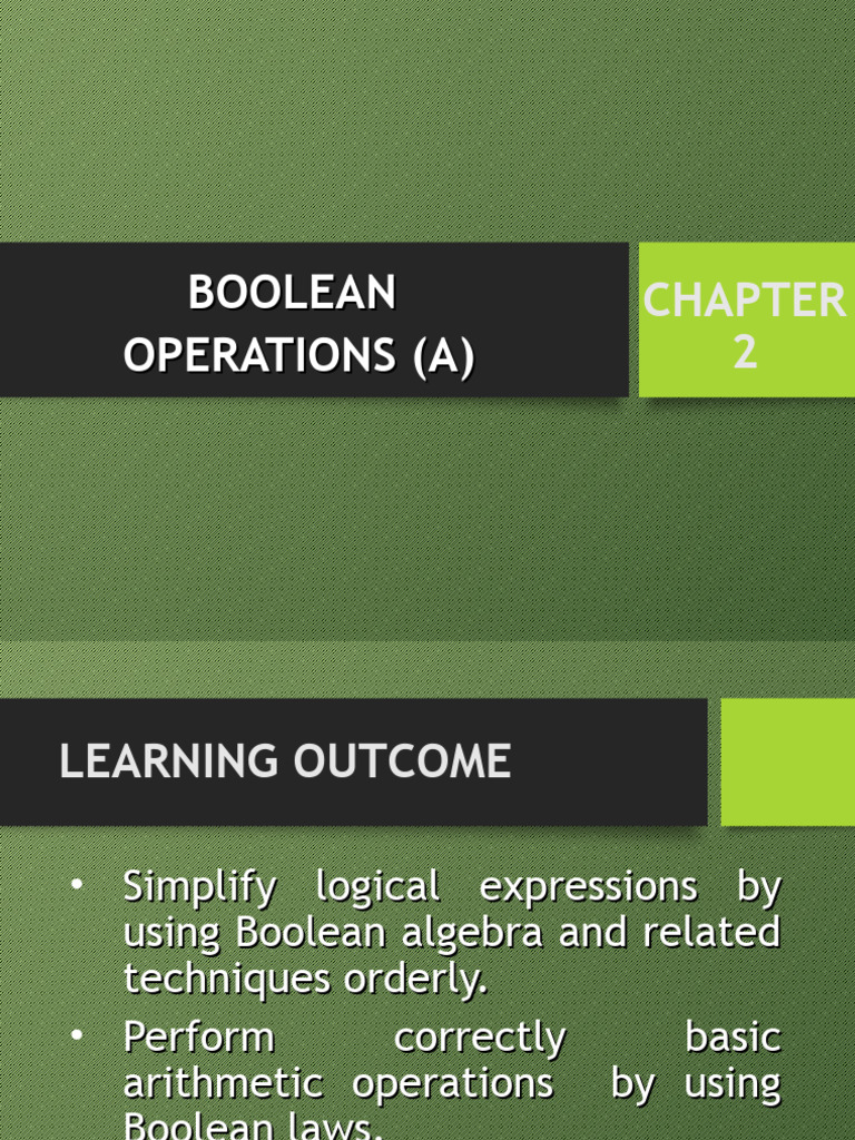 Chapter 2 Boolean Operation A Pdf