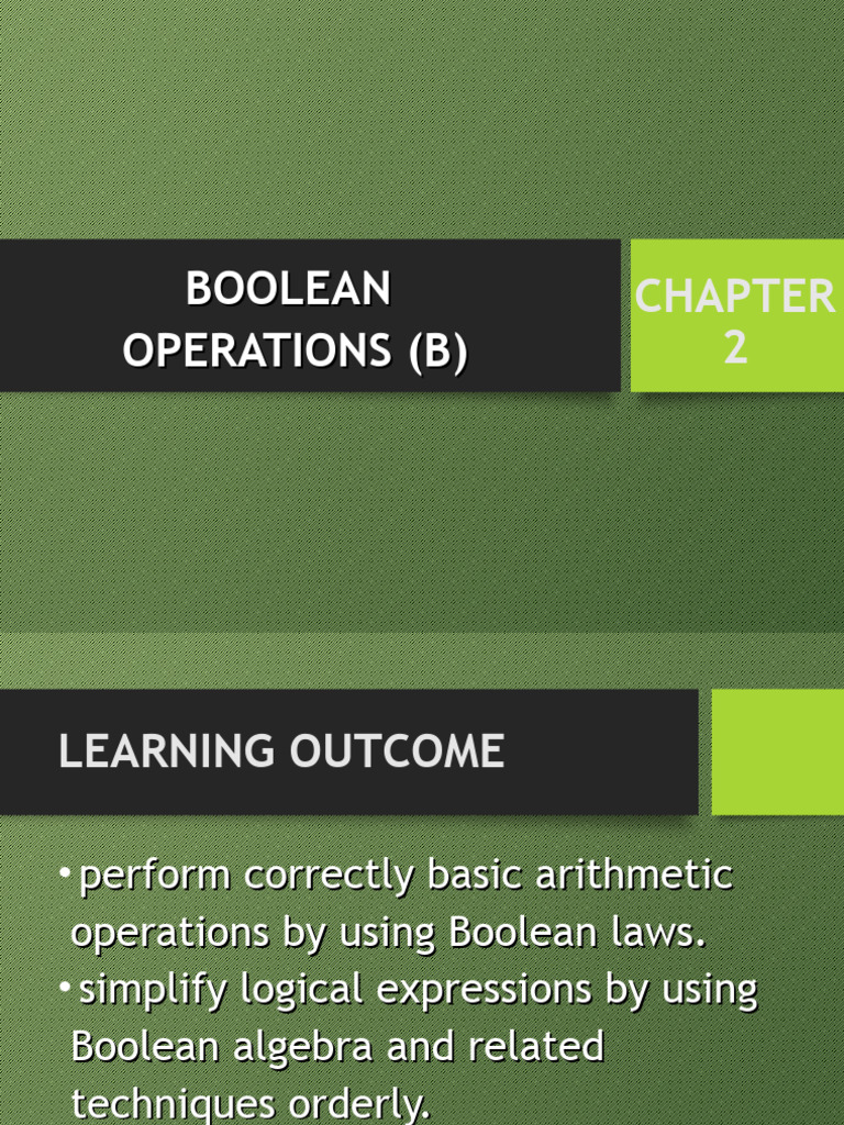 Chapter 2 - Boolean Operation (B) | PDF | Teaching Methods & Materials
