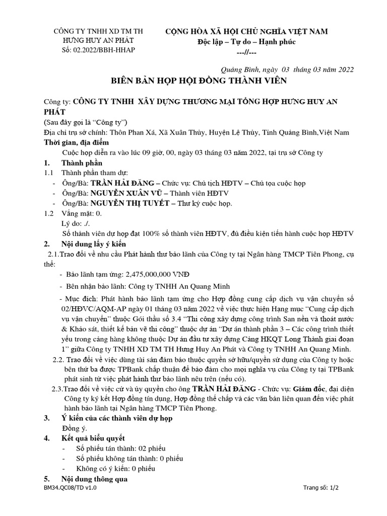 Bien-ban-hop-Hoi-dong-thanh Vien | PDF
