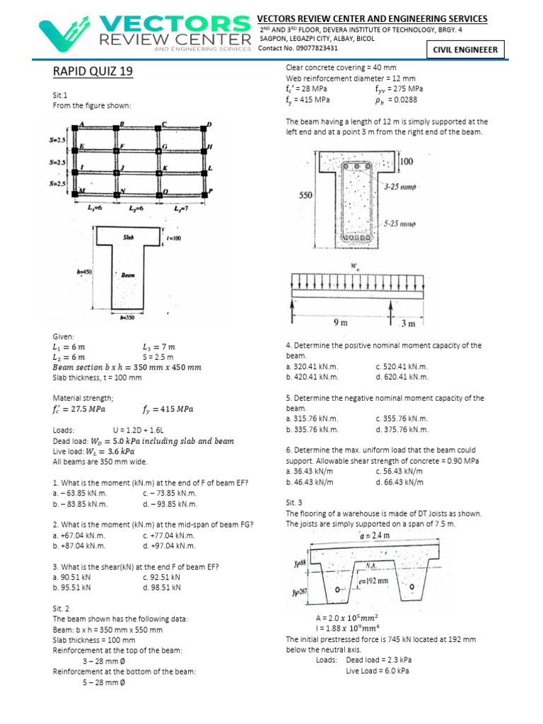 Civil Engineering Quiz: Structural Analysis | PDF | Science ...