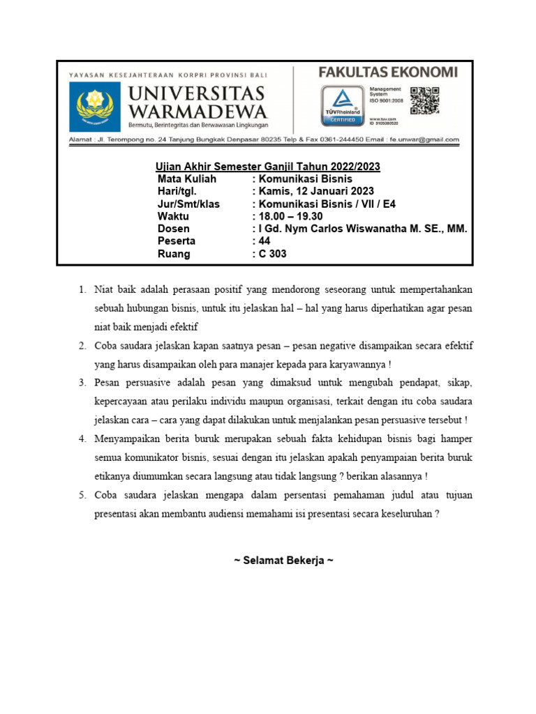 UAS Kombis E4 | PDF