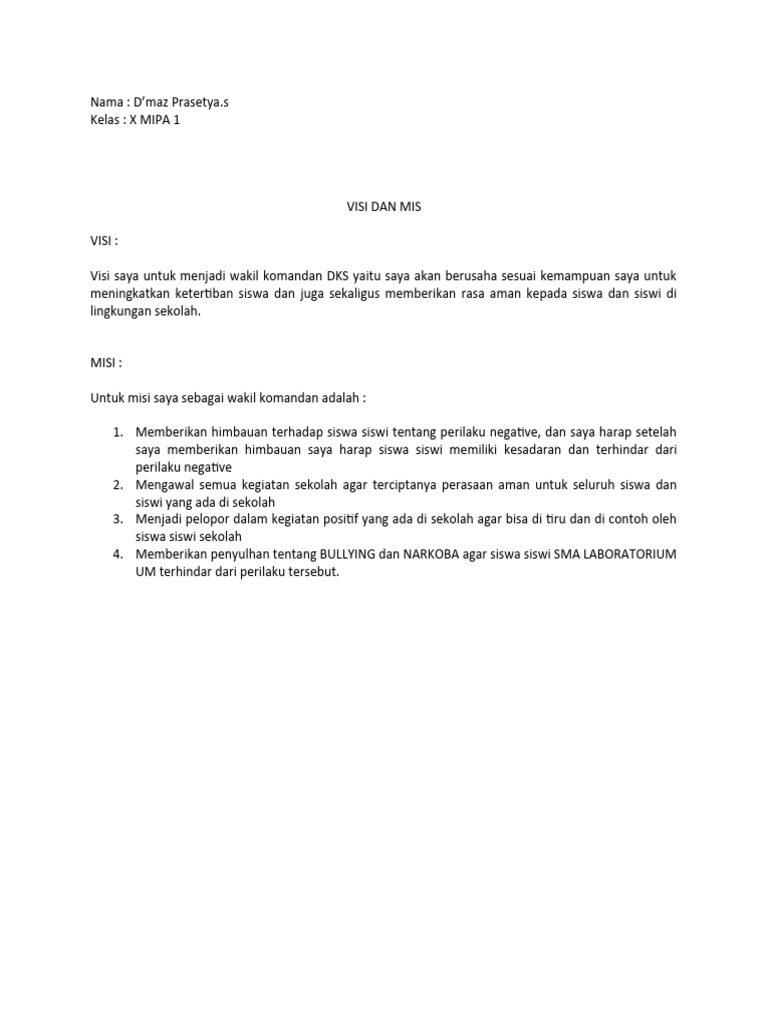 Visi Misi Dks | PDF