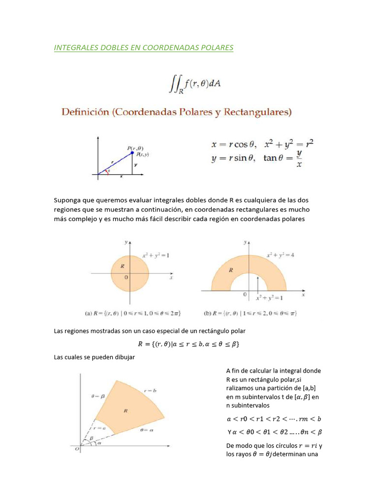 Integrales Dobles en Coordenadas Polares 1 | PDF