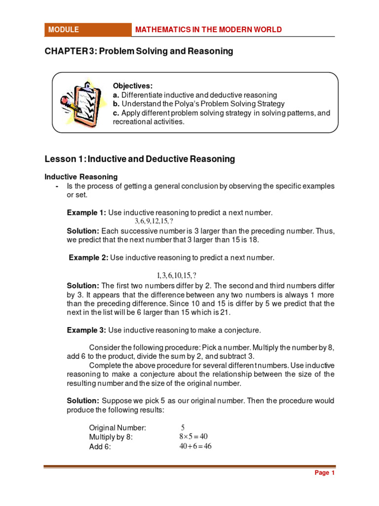 CHAPTER 3 - Problem Solving and Reasoning | PDF