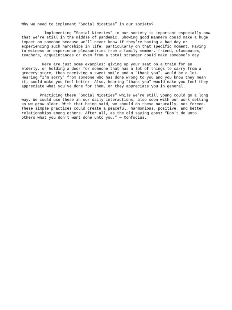 Social Niceties | PDF