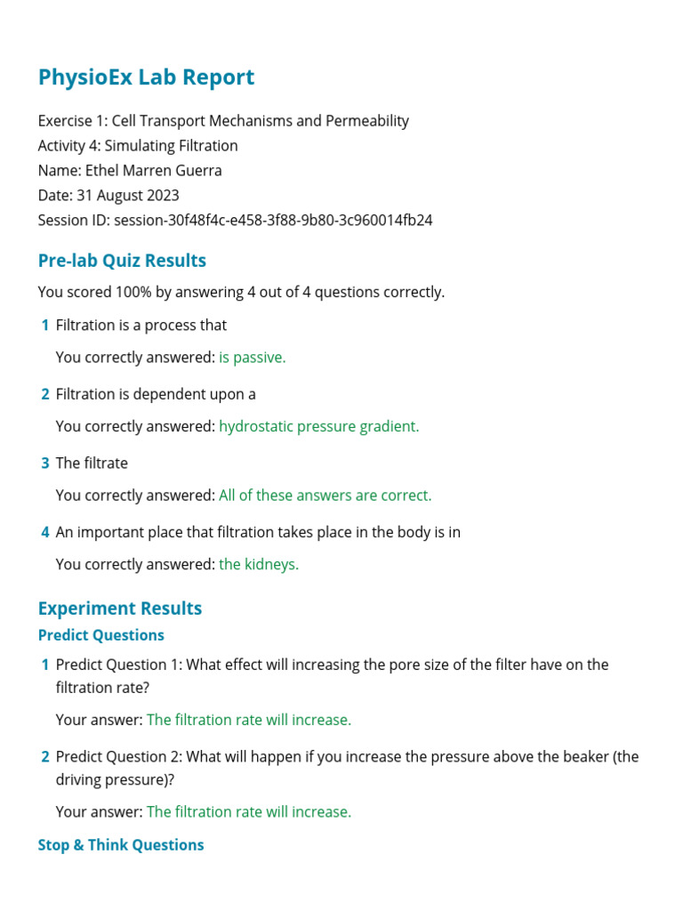 PhysioEx Exercise 1 Activity 4 | PDF