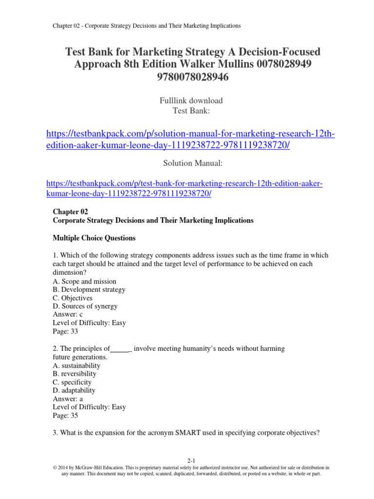 Test Bank For Marketing Strategy A Decision Focused Approach 8th ... Test Bank For Marketing Strategy A Decision Focused Approach 8th ...