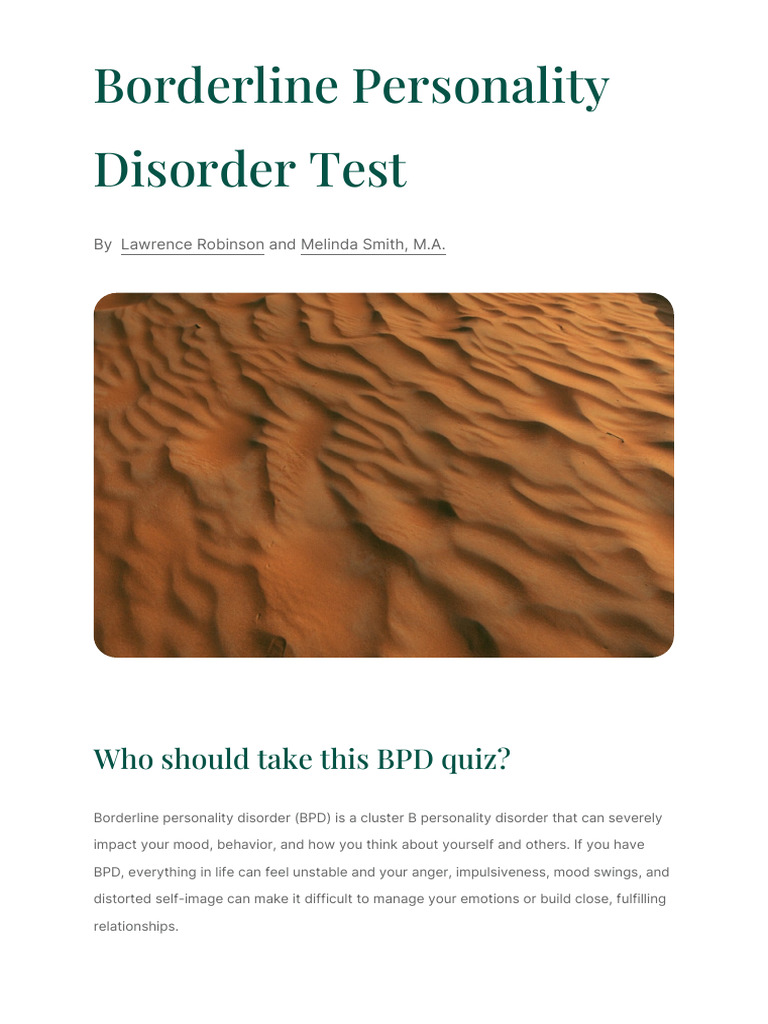 Borderline Personality Disorder Test | PDF
