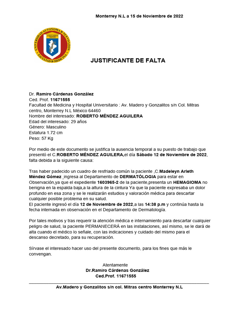 Justificante de Falta | PDF