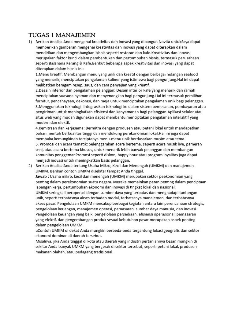 Tugas 1 Manajemen Adam Kurniawan | PDF | Bisnis | Pengelolaan Keuangan & Uang