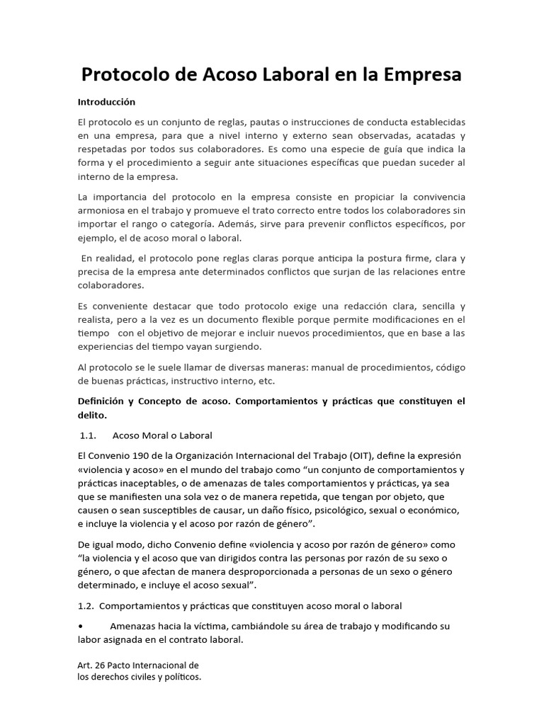 Protocolo de Acoso Laboral en Empresas - v4 | PDF | Negocios