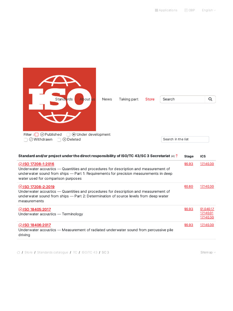 Underwater Acoustics Standards | PDF