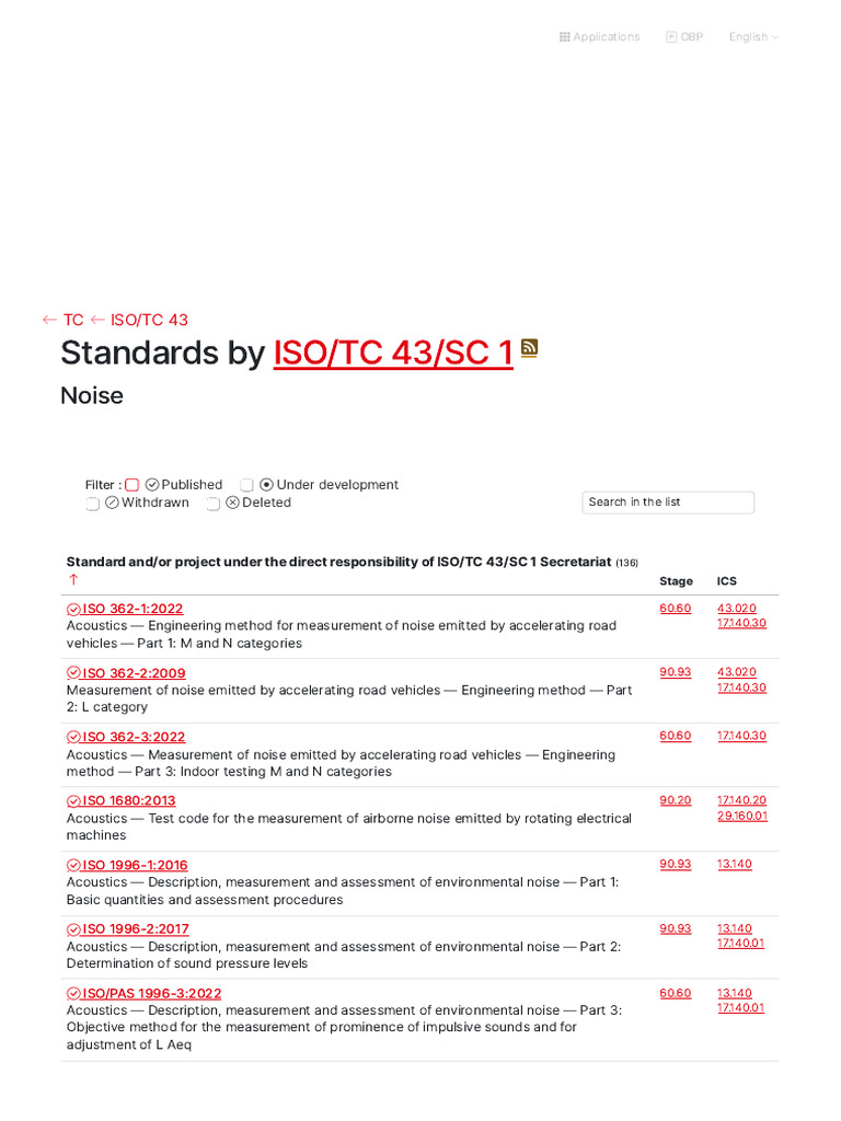 ISO/TC 43 Noise Measurement Standards | PDF