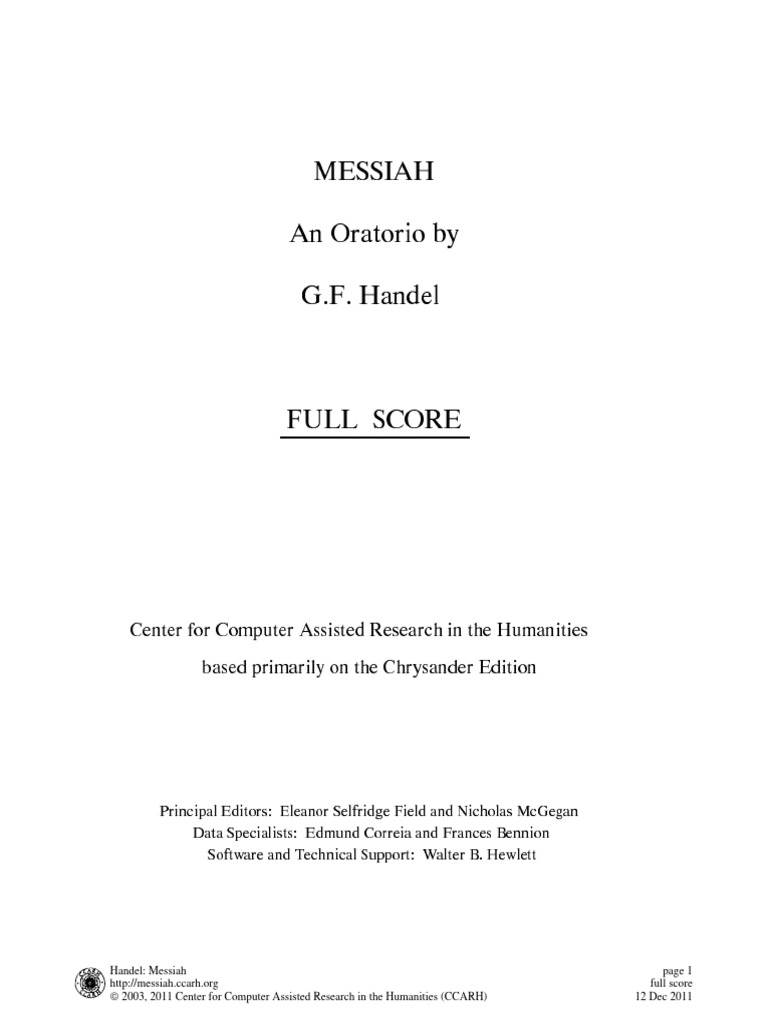 Handel's Messiah Full Score PDF | PDF | Musical Compositions | Choral Music