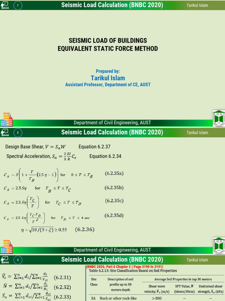 Seismic Load Calculation Guide BNBC 2020 | PDF | Science & Mathematics ...