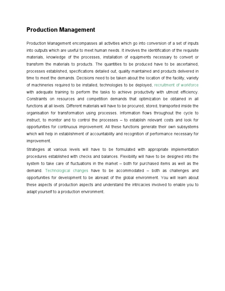 Production Management | PDF