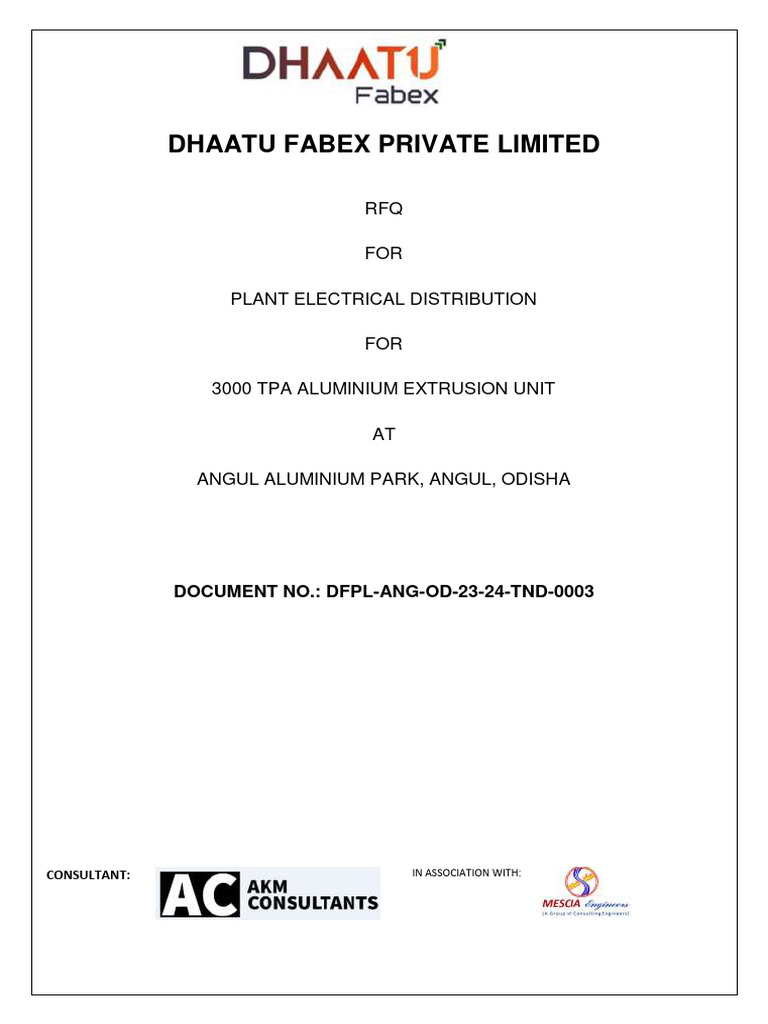 RFQ - Plant Electrical Distribution System - DFPL | PDF